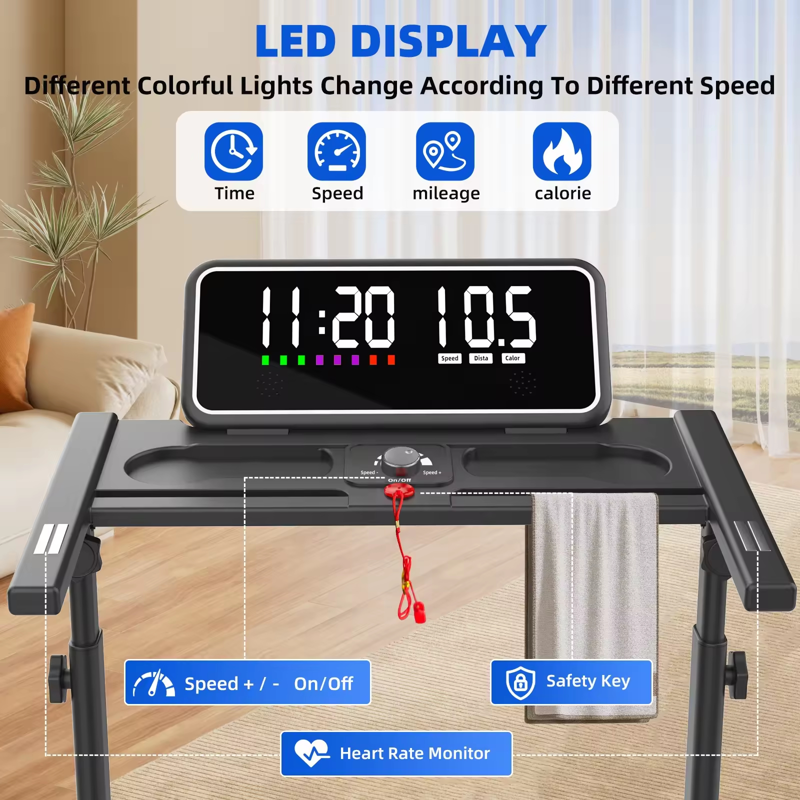 Treadmill Foldable Super Large Screen 14KM/H Walking Pad Treadmill ...