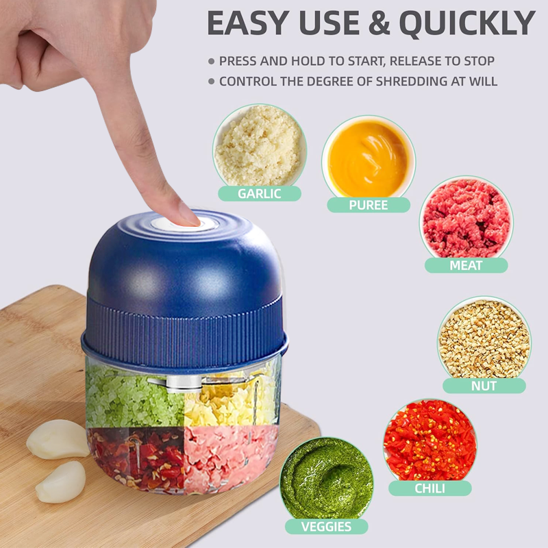【⚡Flash Sale】Portable Electric Garlic Chopper 300ml Meat Vegetable ...