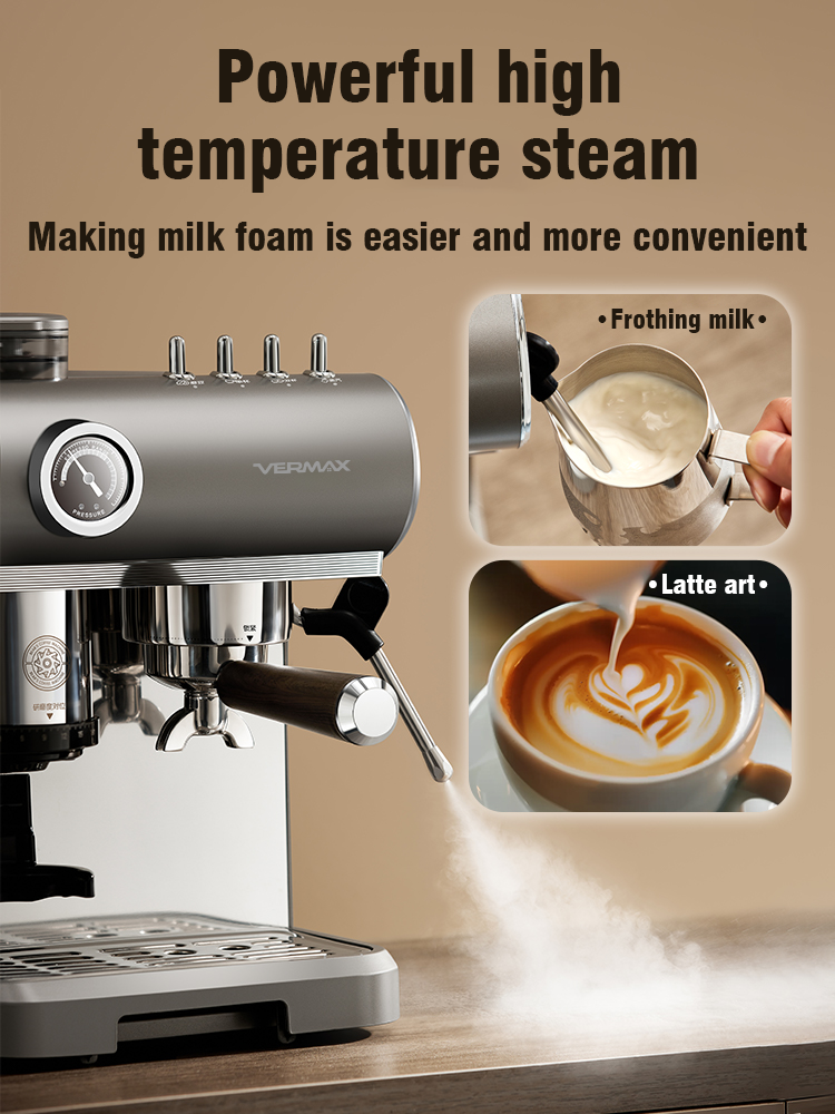 Vermax Barista Express Espresso Machine with Grinder & Boiler 20Bar ...