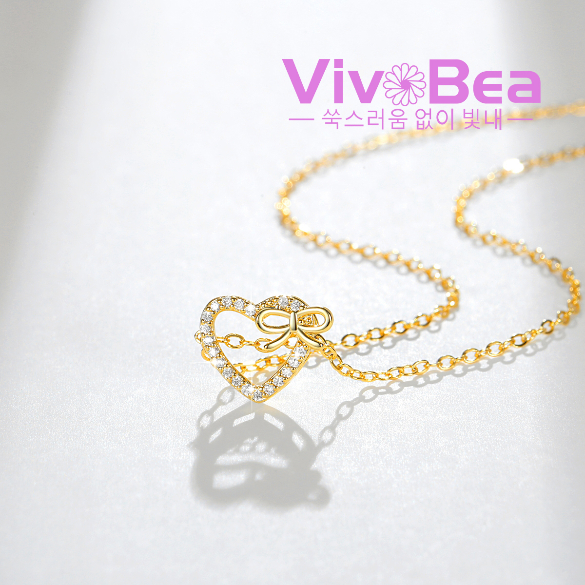 Viv Bea 18k Gold Women's Chain Clavicle Necklace Diamond Heart Pendant ...