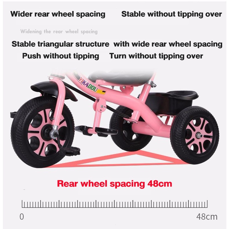 BEIGE Bike for Kids 3 Wheels 1-8 years old With Front Back Basket Push Handle Baby Stroller Bike ...