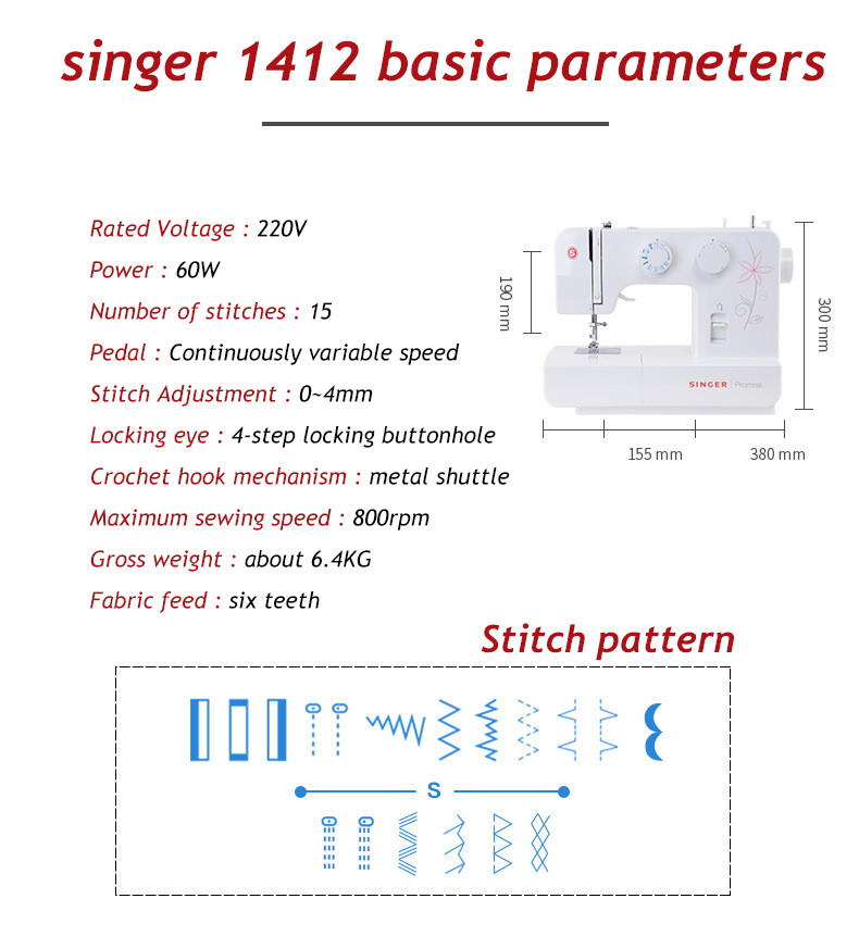 Brand New Singer 1412 Heavy Duty Portable Sewing Machine 15 Stitch ...