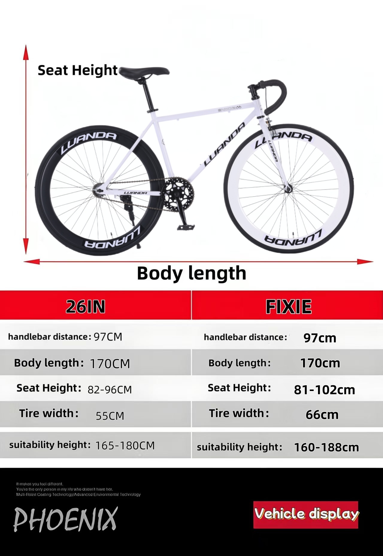 LUANDA Fixie Bike 700cRoad Bikes Fixed Bike Garuda Fixie Bend Coaster ...