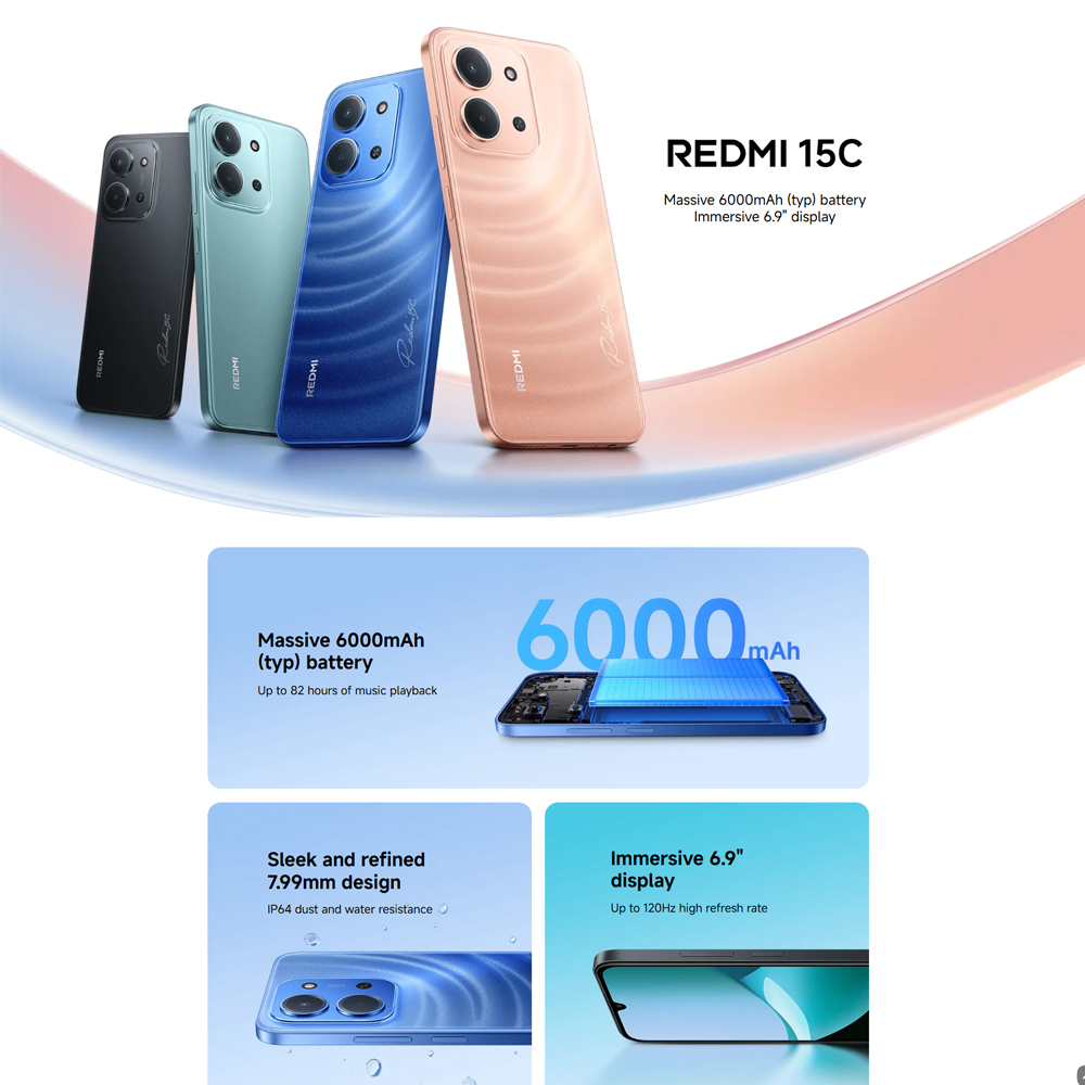 Xiaomi Redmi 15C Mediatek Helio G81 Main camera 50MP Ultra 4GB + 128GB ...