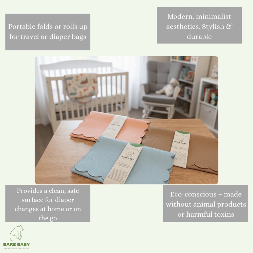 Vegan Leather Baby Changing Mat Multipurpose Wipeable and Diaper Mat ...