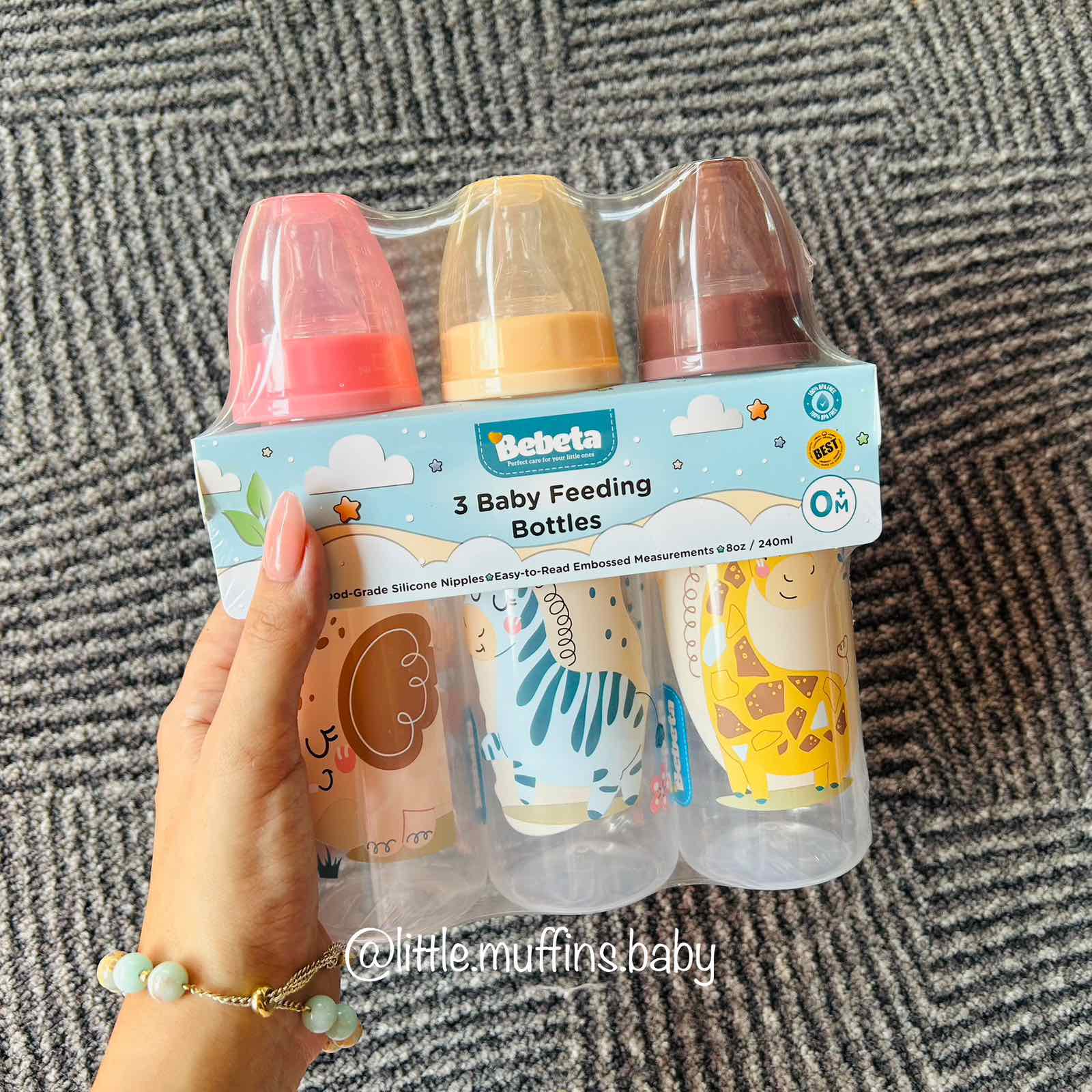 NEW!!! BEBETA GIRL Assorted Prints 3pk Regular Feeding Bottle 3oz/4oz ...