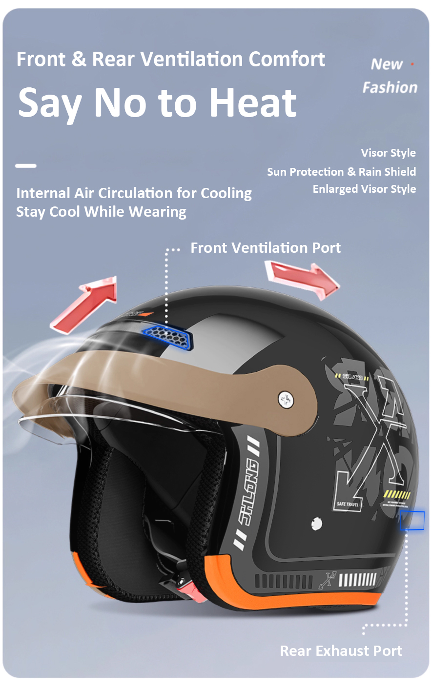 Anak Abs Material Removable Rainproof Open Face Helmet For Motorcycle ...