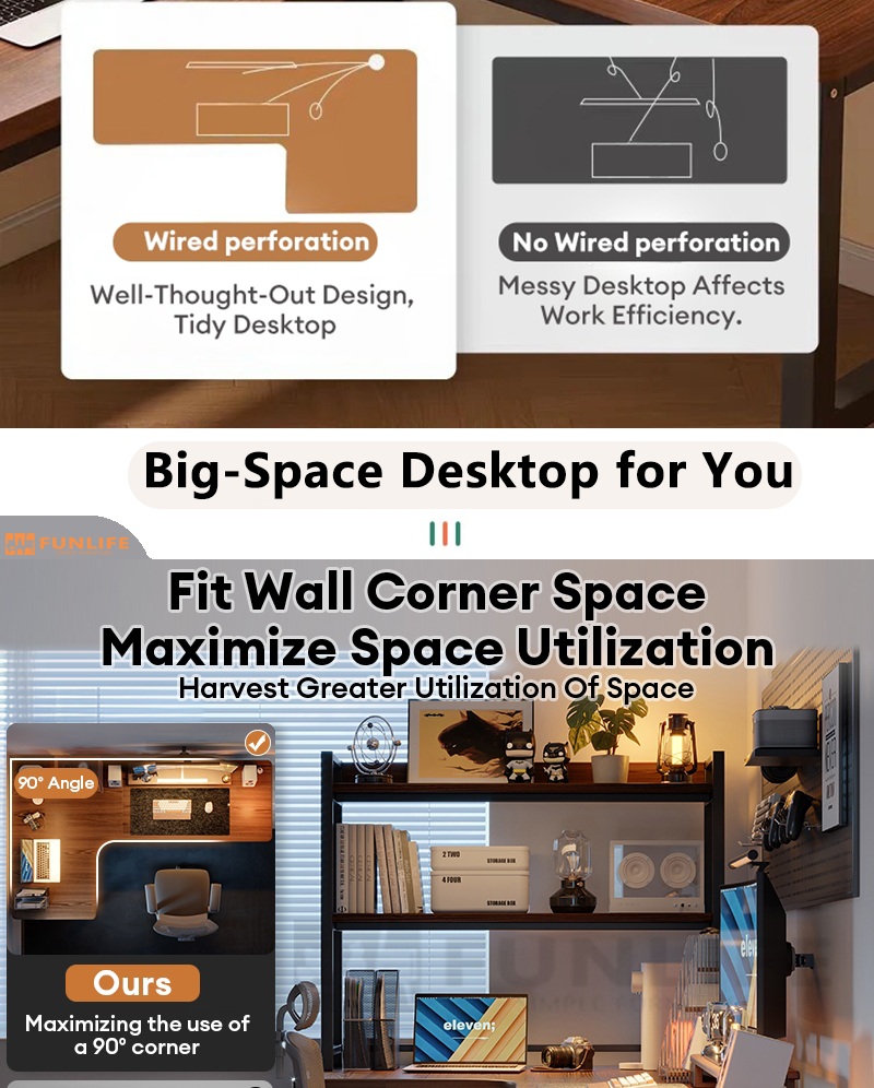 L-Shaped Table Corner Desk Computer Table Gaming Desk Writing Work ...