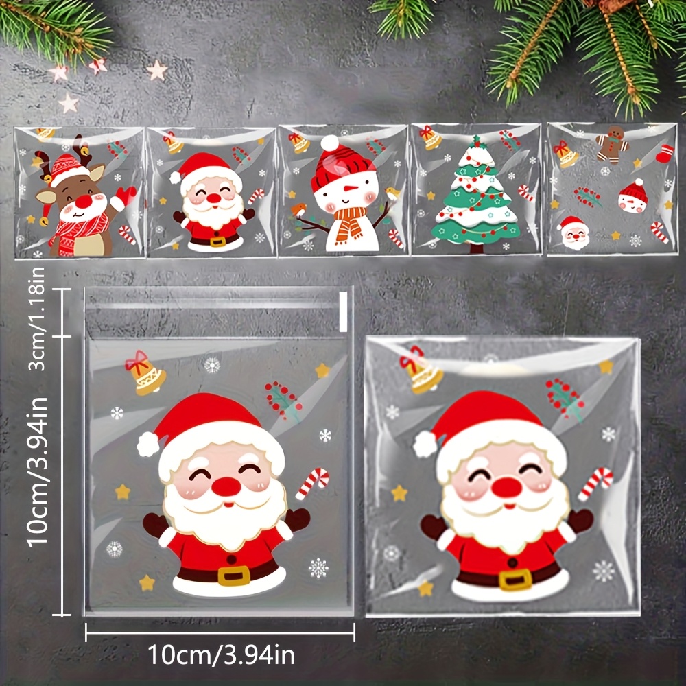 100Pcs Christmas OPP Candy Packaging Bags Self Adhesive Bags for ...