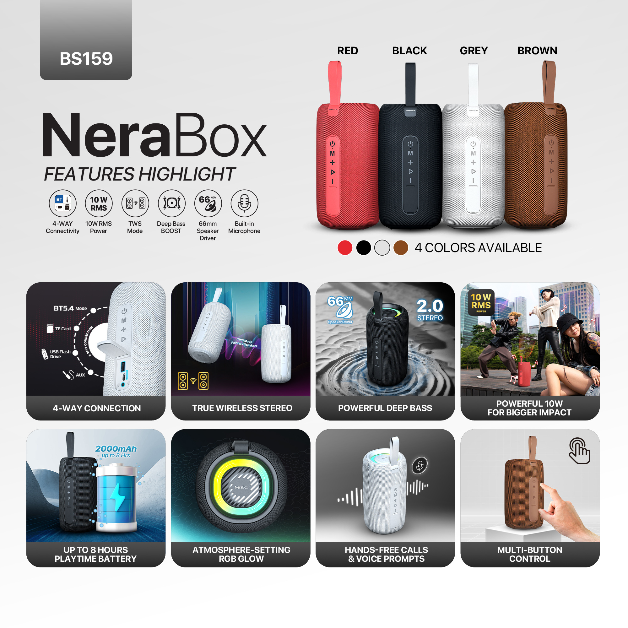 Fantech Nera Box BS158 | BS159 | BS157 Bluetooth HI-FI Portable Speaker ...