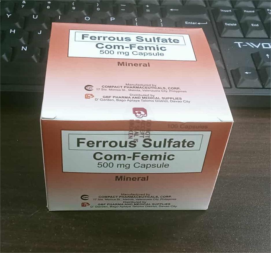 COM-FEMIC FERROUS SULFATE 500MG CAPSULE 100 CAPSULES | Shopee Philippines