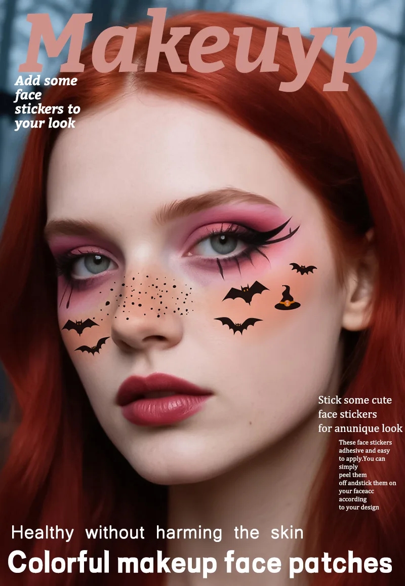 24PCS Waterproof Temporary Face Tattoo Stickers DIY Halloween Party ...