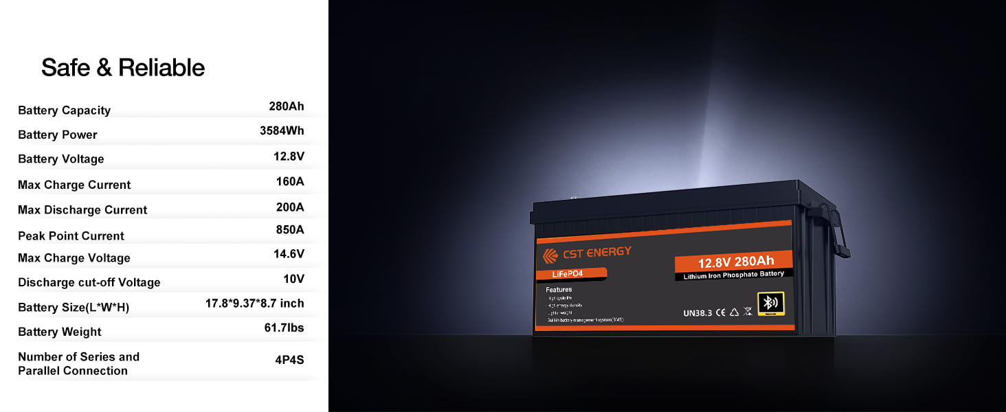 CST ENERGY LiFePo4 Battery 12V 100AH Lithium Battery 12V280AH Solar ...