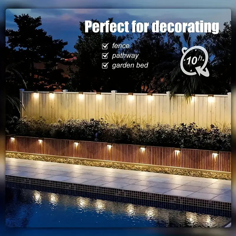 Solar Stair Light LED 4pcs Warm Lamp Waterproof Outdoor Garden Passage ...