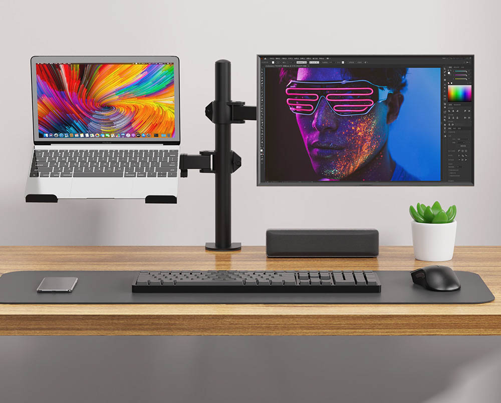 Meewoo Aluminum Height Adjustable Desktop Arm Monitor Holder Plus ...