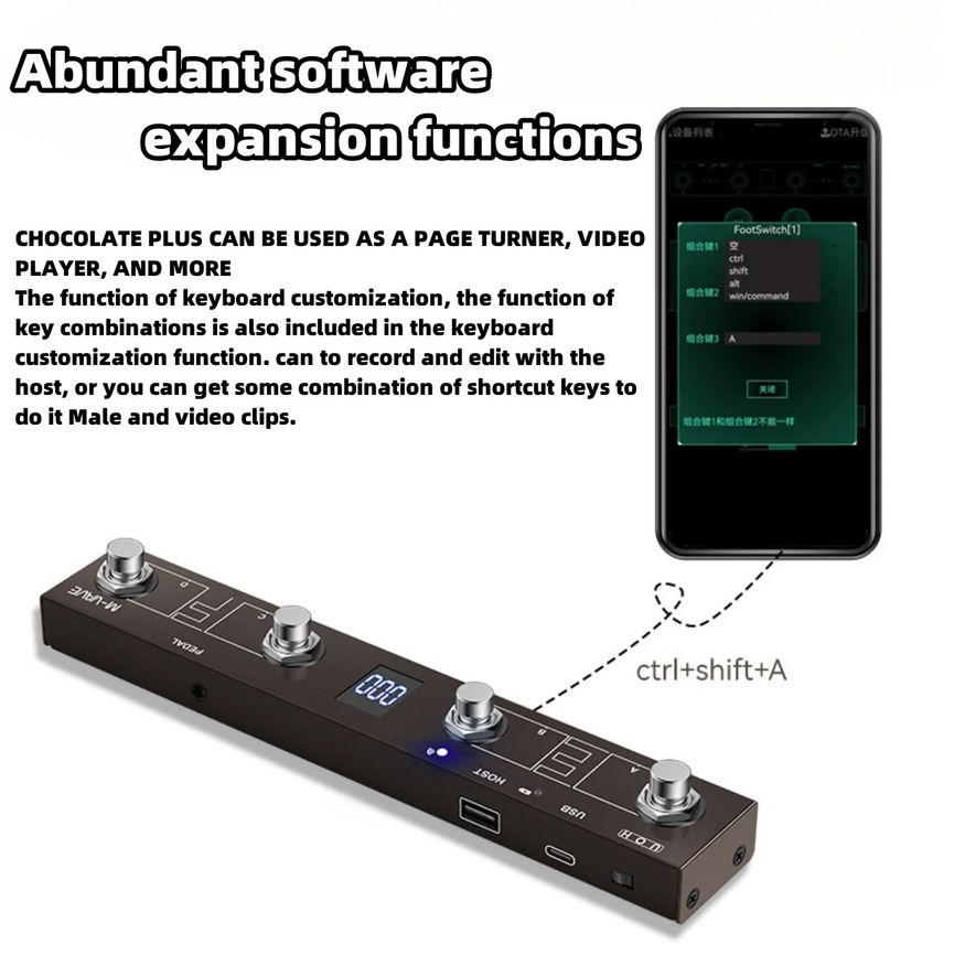 M VAVE Chocolate Plus Programmable MIDI Controller 4 Buttons Footswitch ...