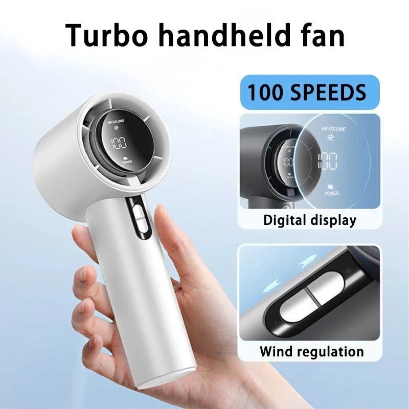 The Mini Turbo Handheld Fan Portable Rechargeable LED Digital Display ...