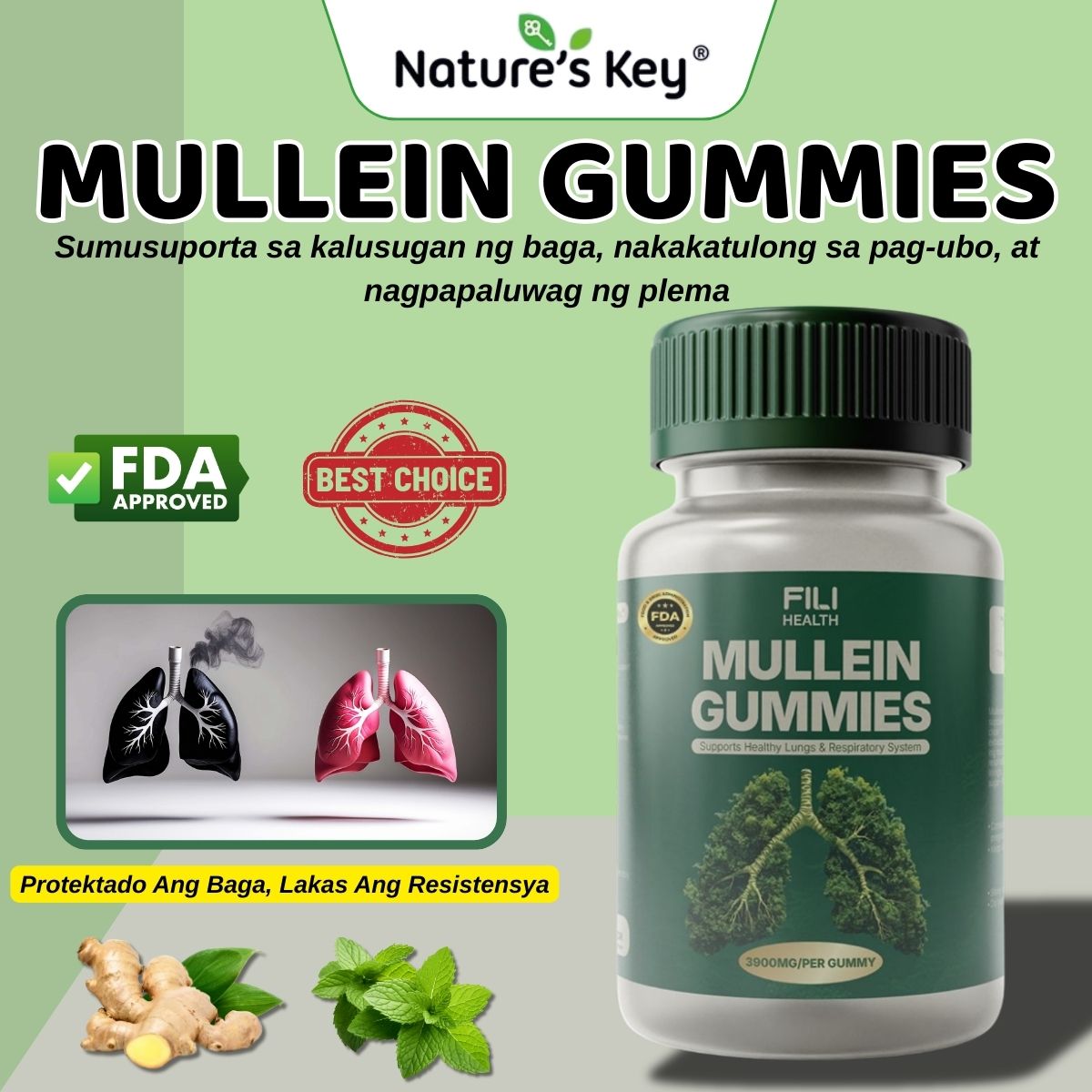 Mullein Breathe Easy Gummies - Natural Lung Support with Ginger ...