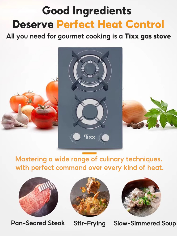 Tixx Vertical Burner Gas Stove Double Burner 5.2kw FirePower Glass ...