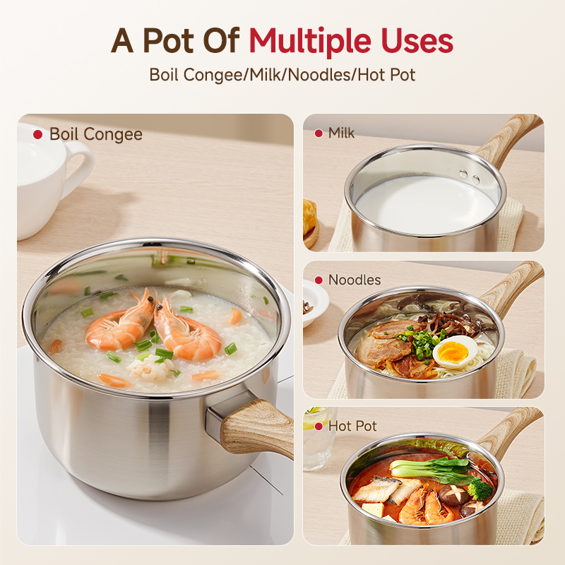 MODOFO stainless pot stainless steel cooking pot small 16cm sauce pot ...