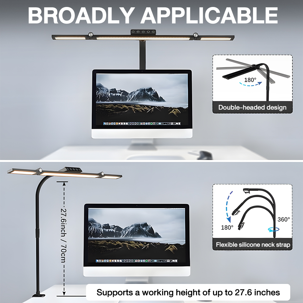 10 Dimmable Levels LED Desk Lamp with Remote Sensor Flexible Gooseneck ...