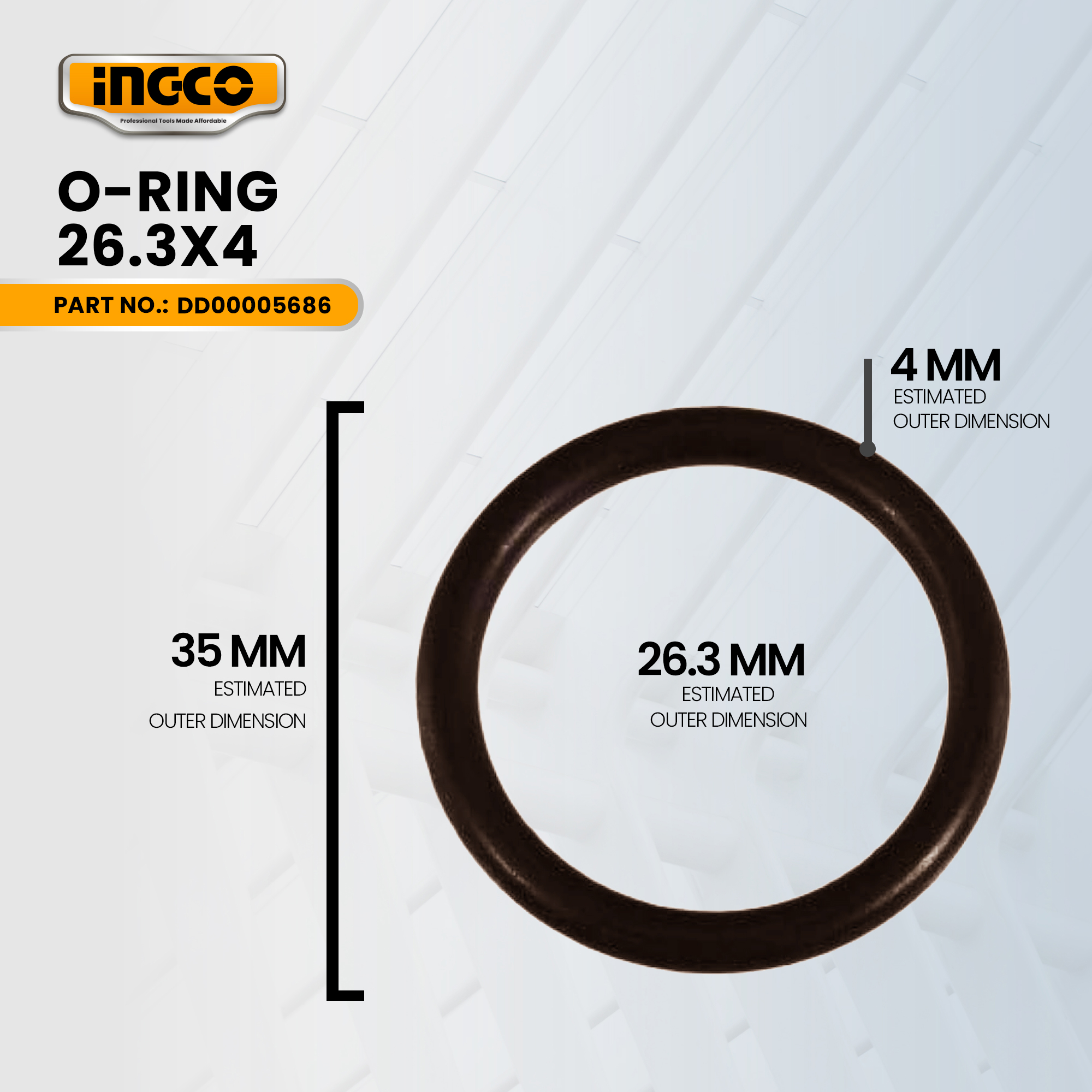 INGCO DD00005686 O-ring 26.3X4 for PDB130018 Demolition Breaker 1300W ...