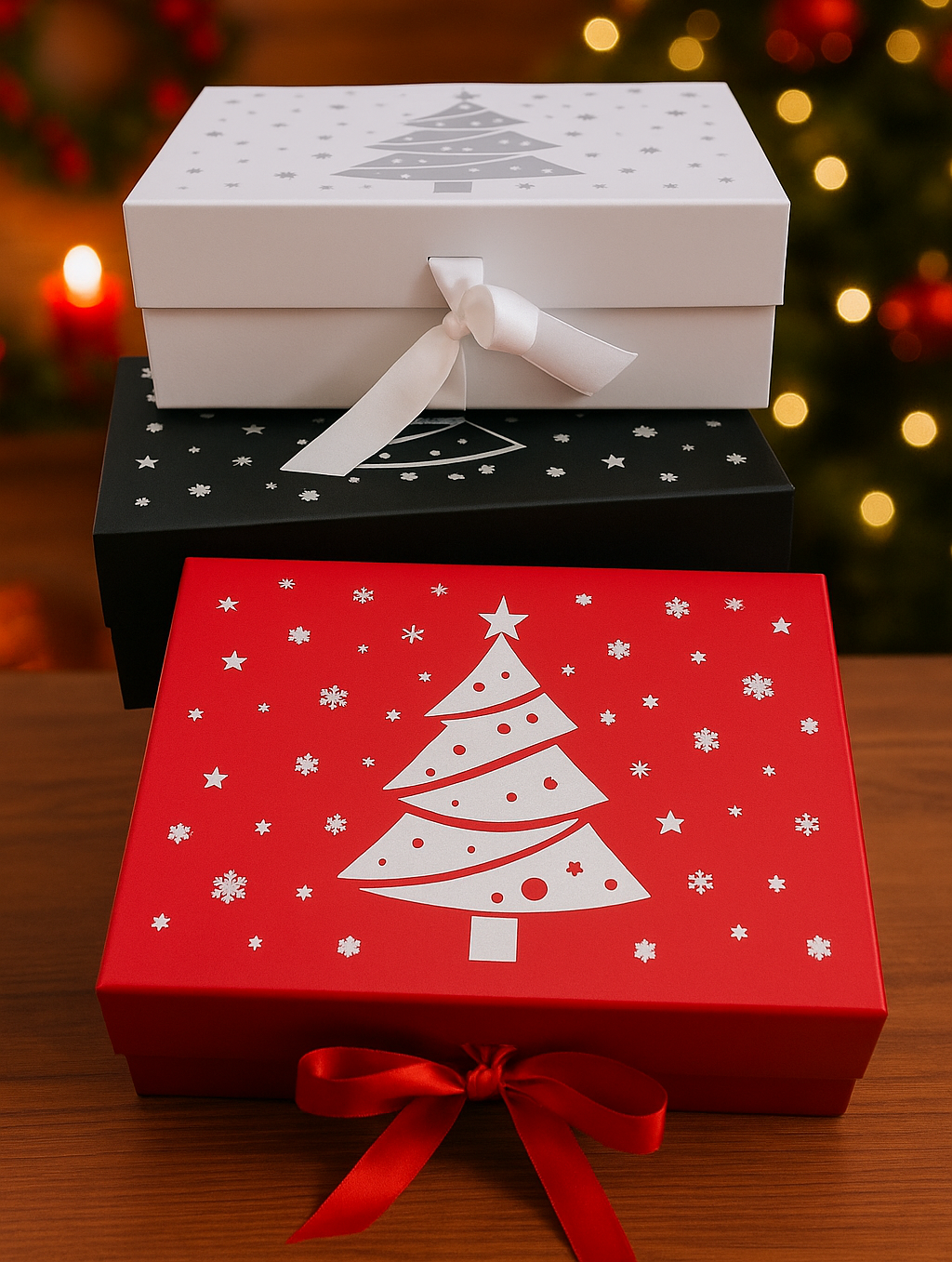 Medium Christmas Gift Box with Ribbon 11 × 8.25 × 3.75" | Luxury ...