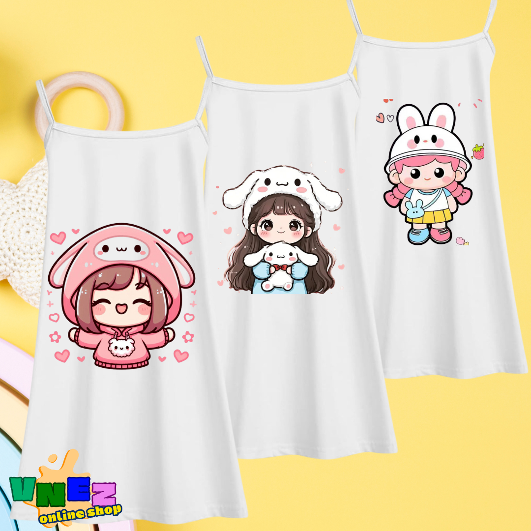 3 Pcs Dress for Kids Baby Girl Spaghetti Strap Pambahay Daster Everyday ...