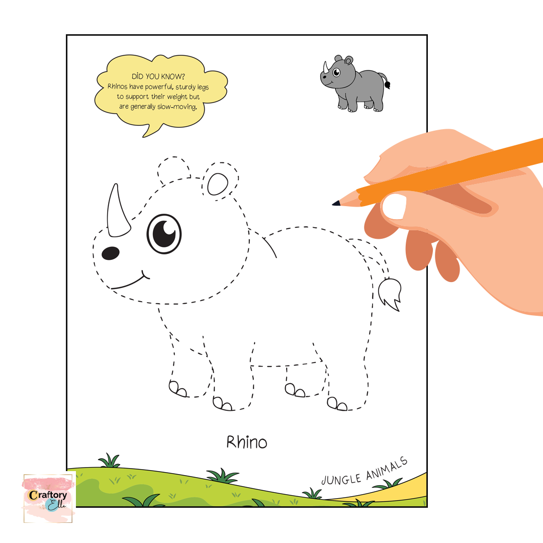 CraftoryElle TRACE TREK : JUNGLE ANIMALS Kids Tracing Book Tracing Pad ...