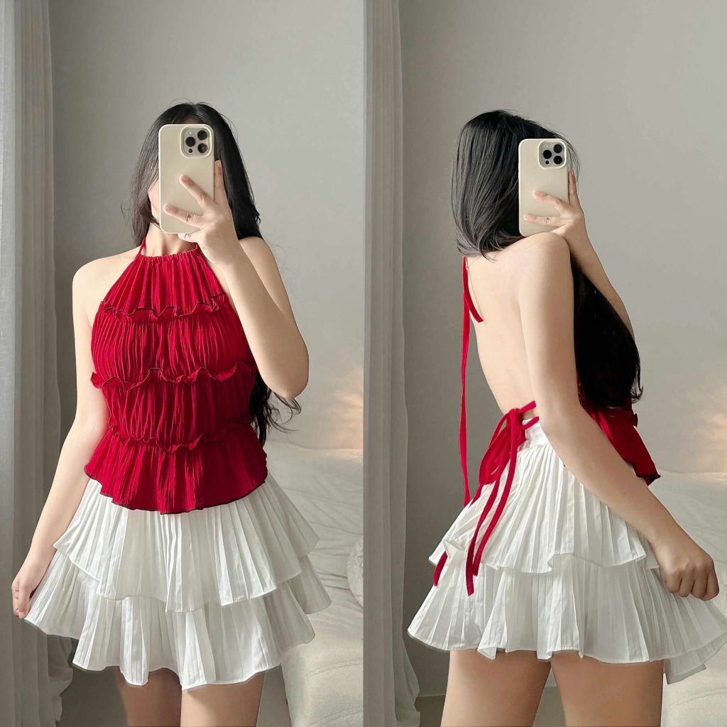 DANICA BACKLESS TOP bark crepe fabric | Shopee Philippines