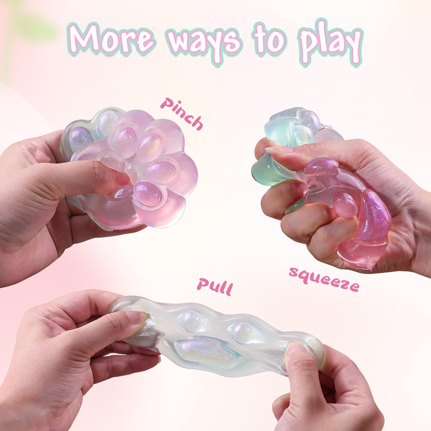 BUY 1 TAKE 1 Cat Claw Cartoon Pearl Squeeze Pinching Transparent Toy ...