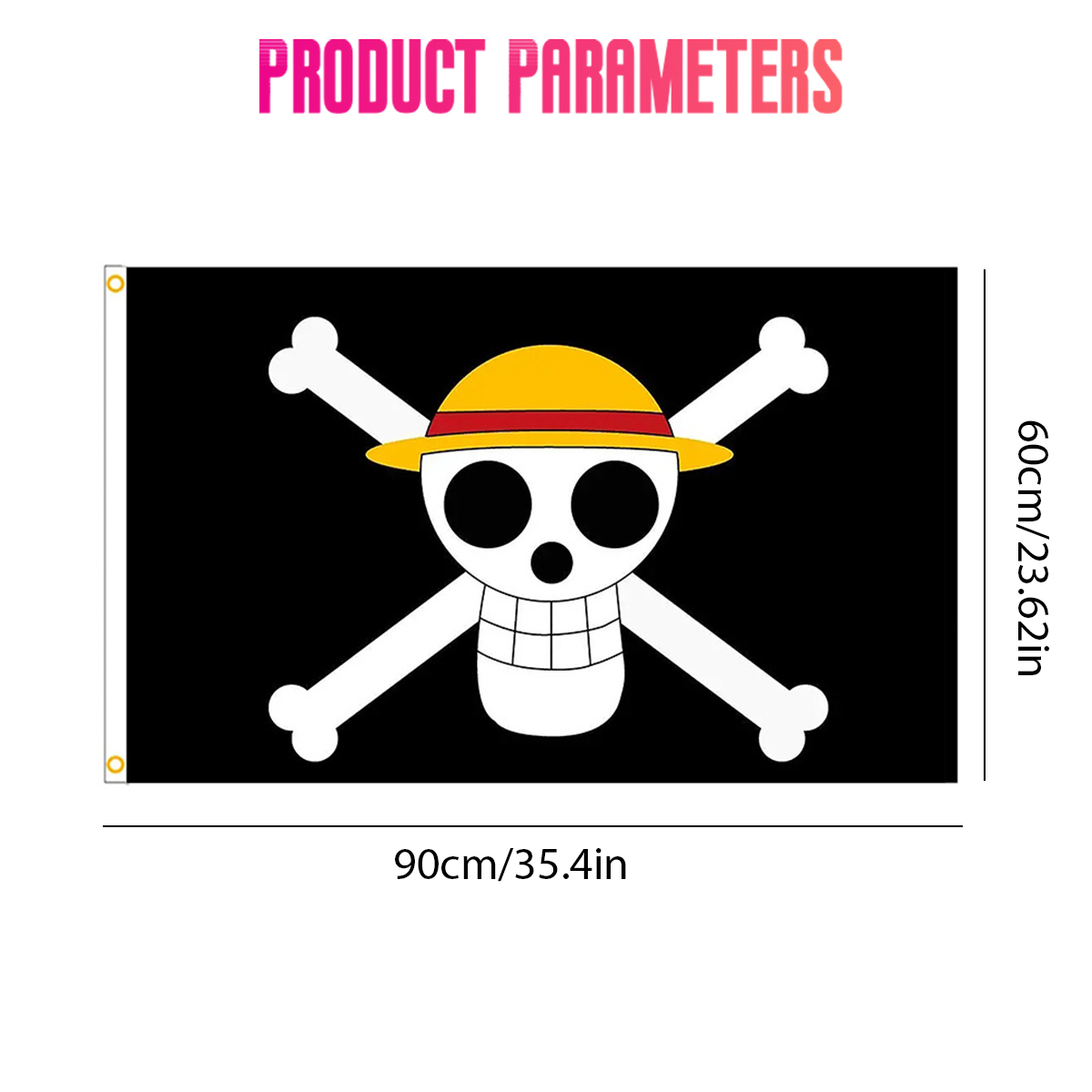 60x90cm One Piece Flag Luffy Straw Hat Pirates Flag Spade RedHair Flag ...