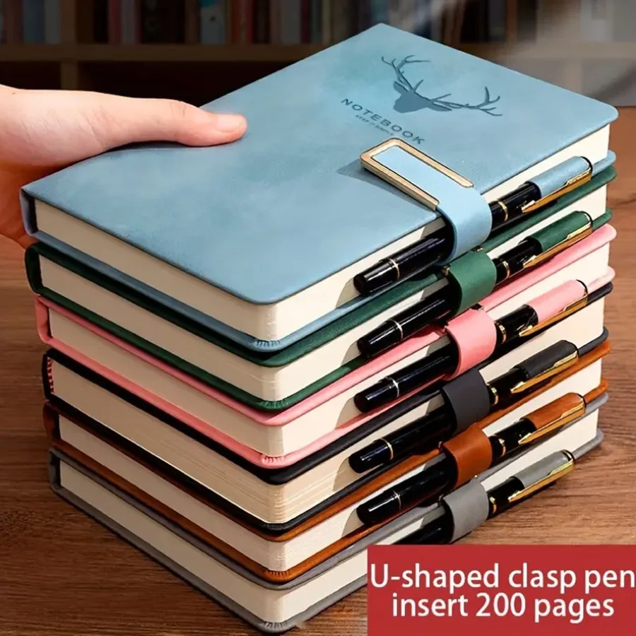 a5 leather notebook thick diary 416 pages business journal school ...