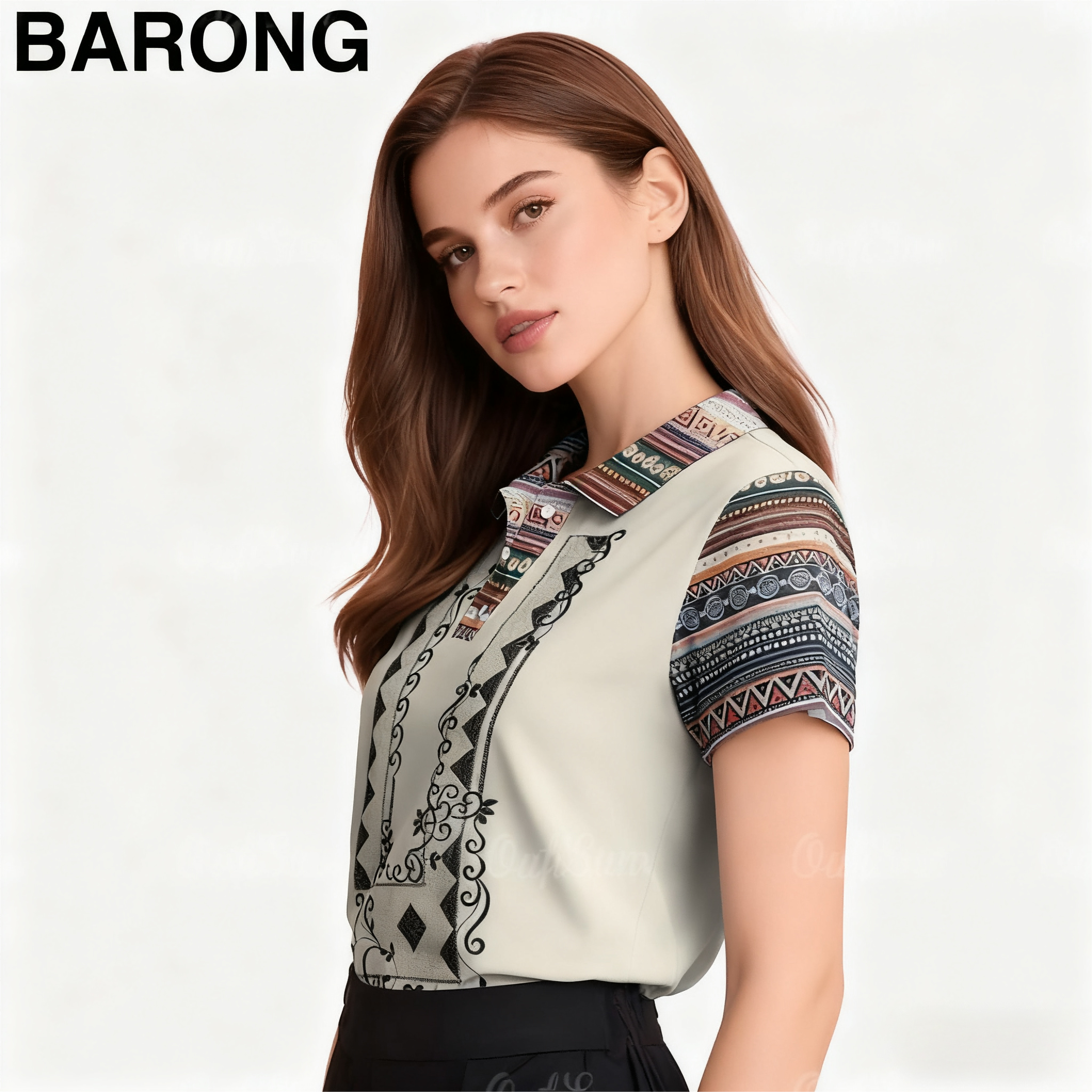 Modern Asean Attire For Women Short-Sleeved Tops Ethnic Style Barong ...
