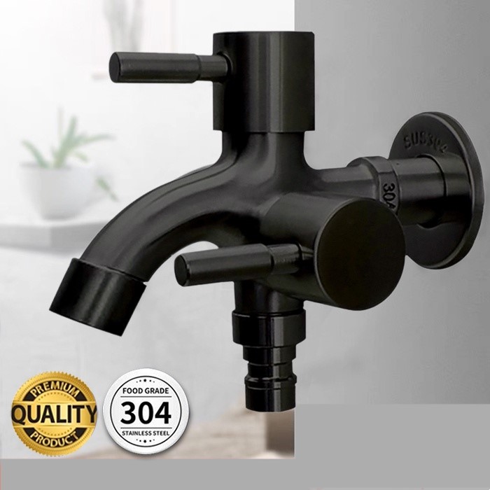 SUS304 Stainless Steel Two-Way Faucet 1 In 2 Out Wall-Mounted Valve for ...