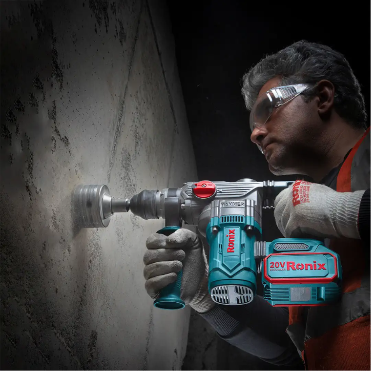 Ronix 8679 Cordless Rotary Hammer 20V | 3.5J | SDS- plus | with 2pcs of ...