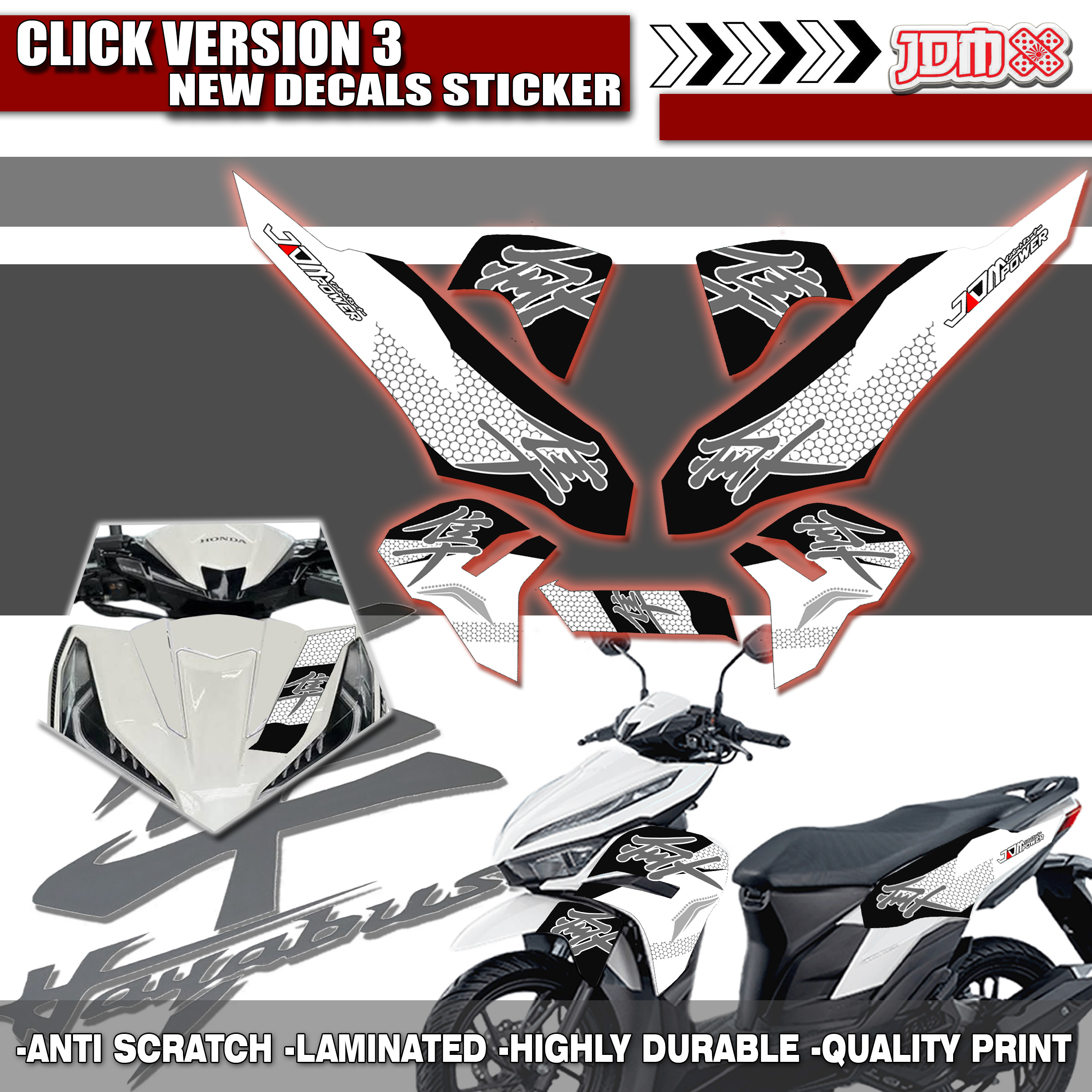 HAYABUSA DESIGN DECALS STICKER FOR HONDA CLICK VERSION 3 MOTORCYCLE ...