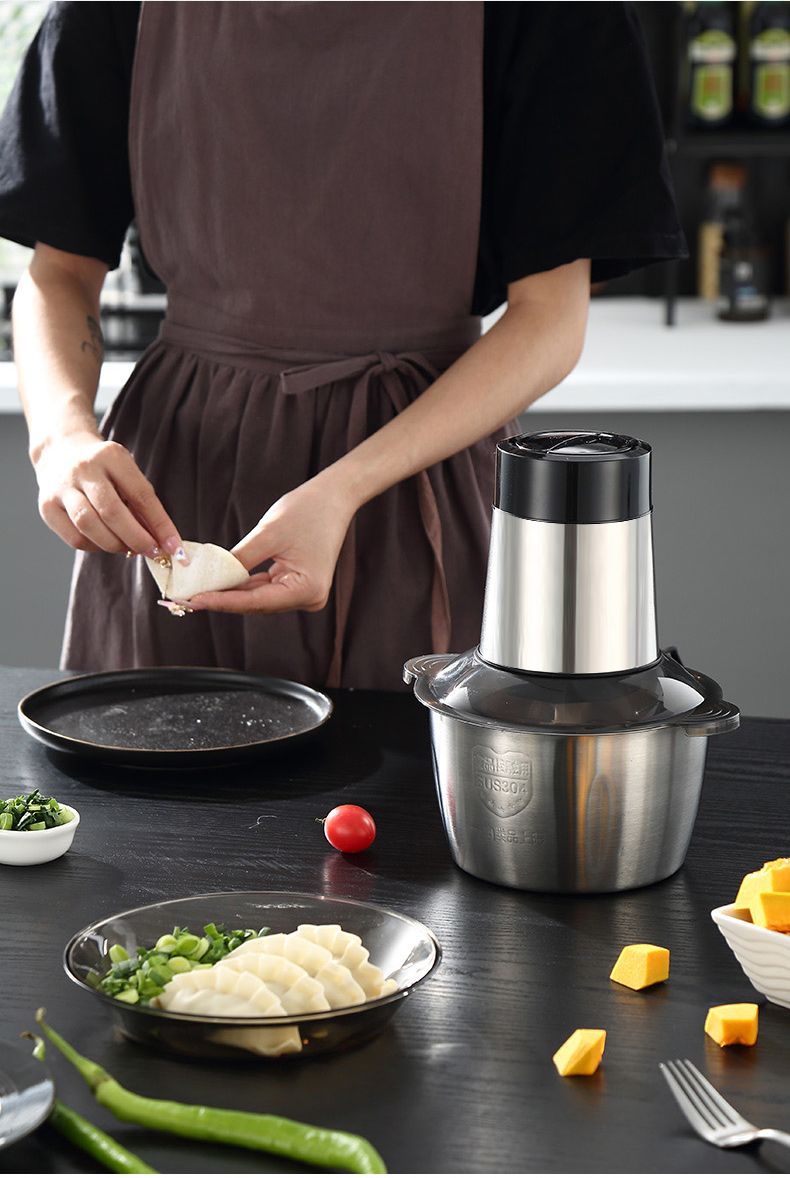 2L Stainless Steel Electric Meat Grinder-Mince Meat,Chop Onion/Garlic ...