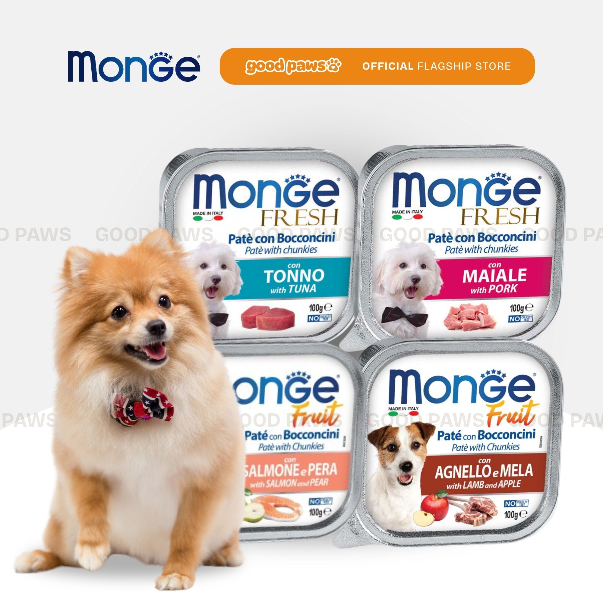 Monge Wet Dog Food in Tray Fresh/Fruit Pate 100g Allutray (Monge Fresh ...