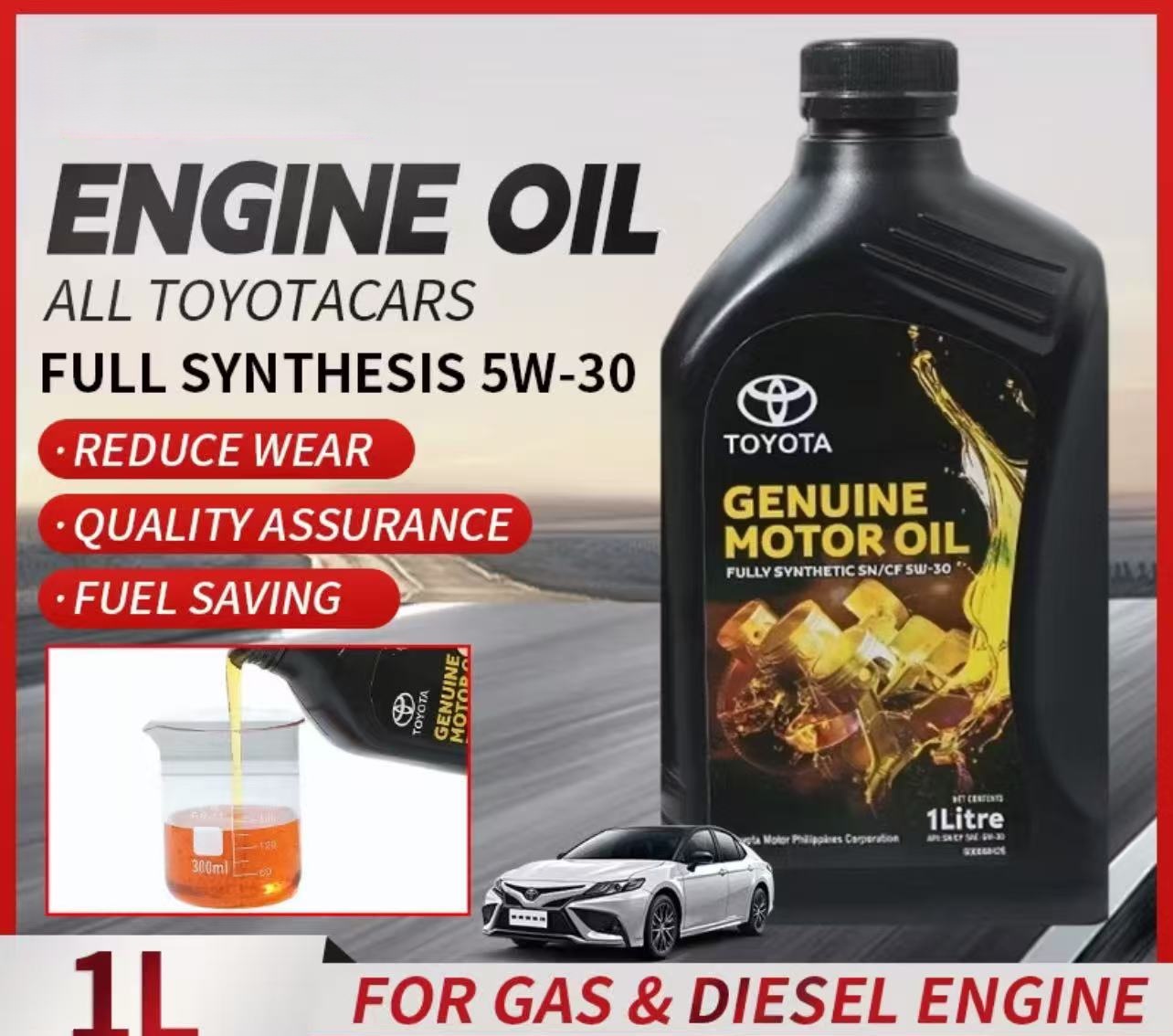 （Buy1Get1)Buy Toyota Genuine Motor Oil 1L SN/CF 5W-30 Diesel Engine Oil ...
