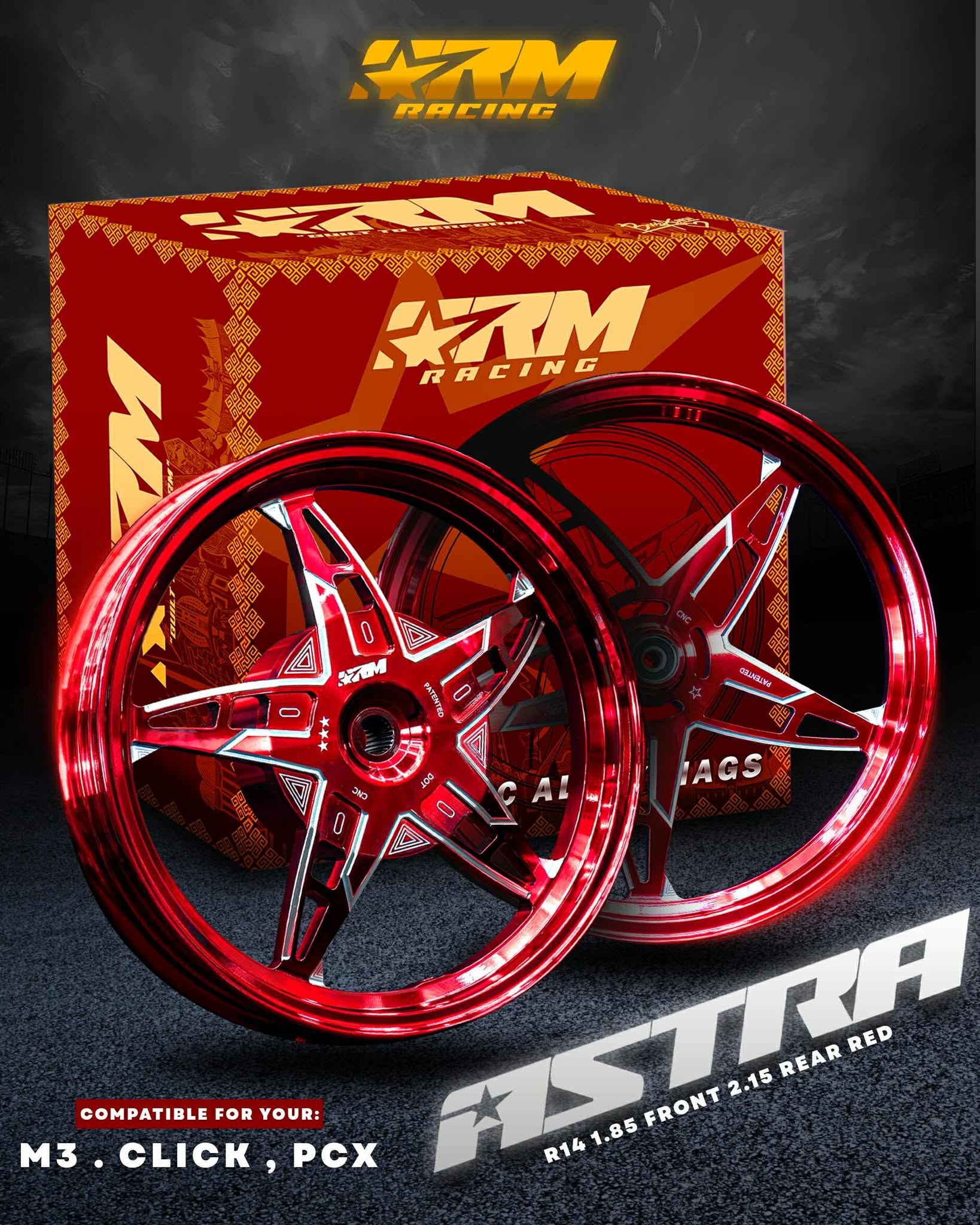 ARM RACING CNC ASTRA STAR MAGS 14s PCX 160 / CLICK 125 / MIO I 125 ...