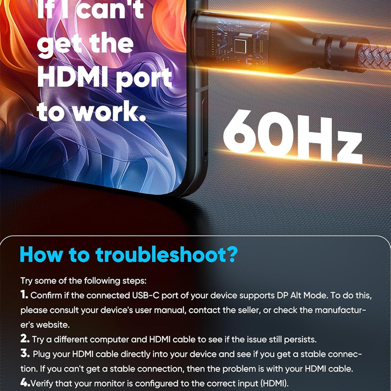 1.8M 4K USB C to HDMI Cable Thunderbolt 4 HDTV Cord Type C For MacBook ...