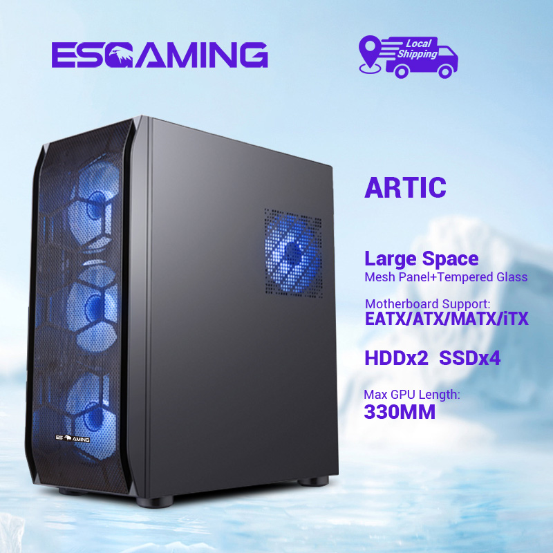 Esgaming Y03 Computer Micro ATX/ITX Pc Case With Tempered Glass Mesh ...
