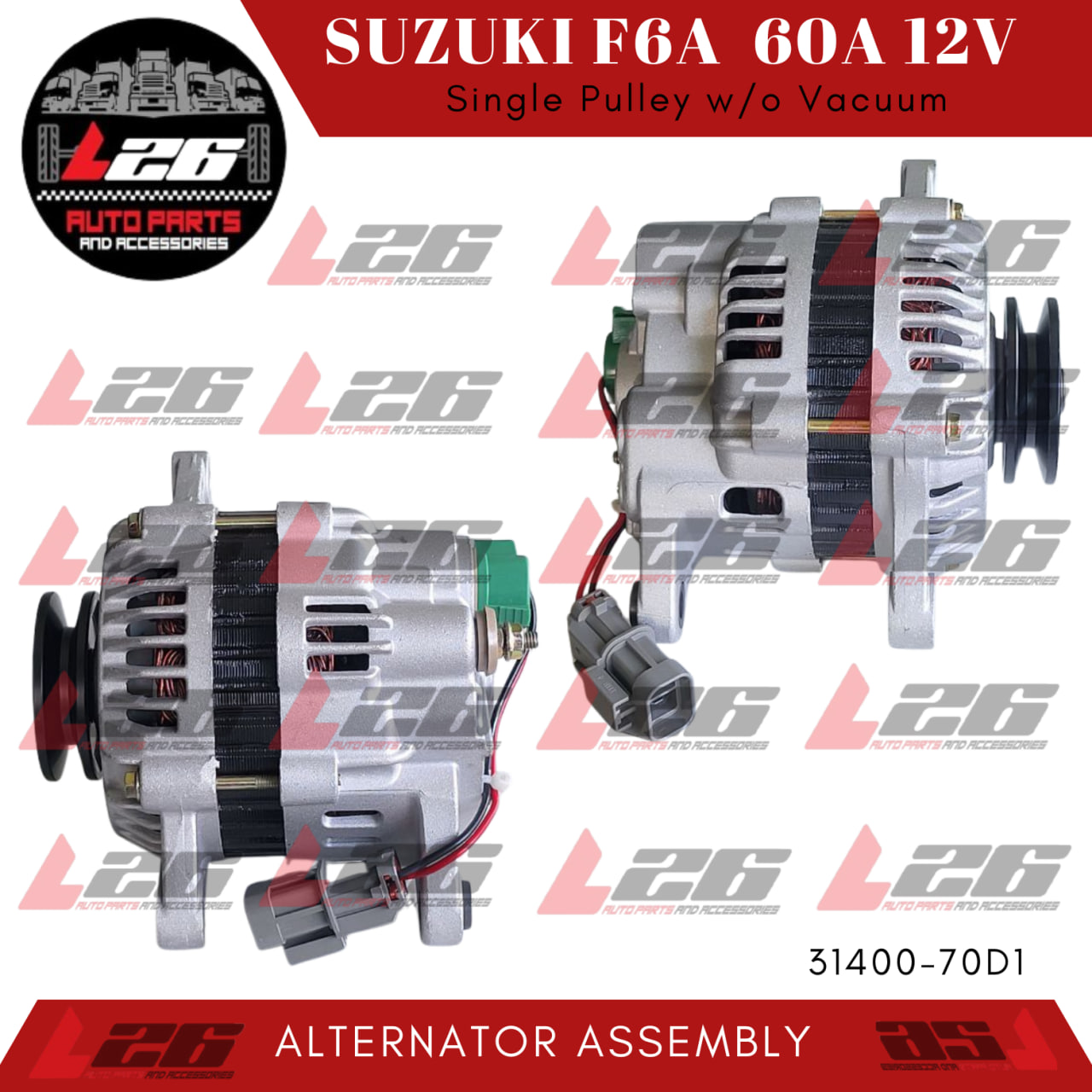 Suzuki F6A/F5A Alternator Assembly 60A 12v 31400-70D1 Single Pulley ...