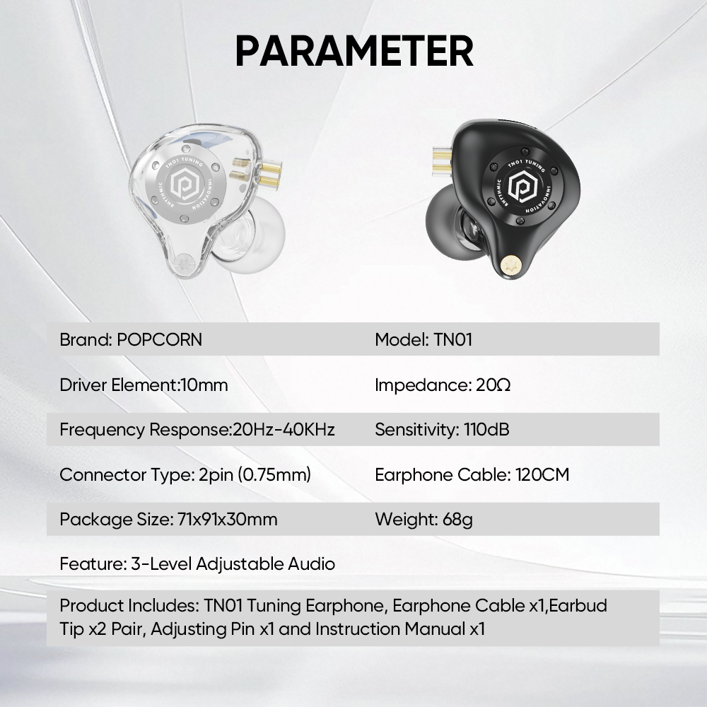 Popcorn TN01 Earphone Wired With MIC Tuning Switch HIFI Earbuds 3.5mm 0 ...