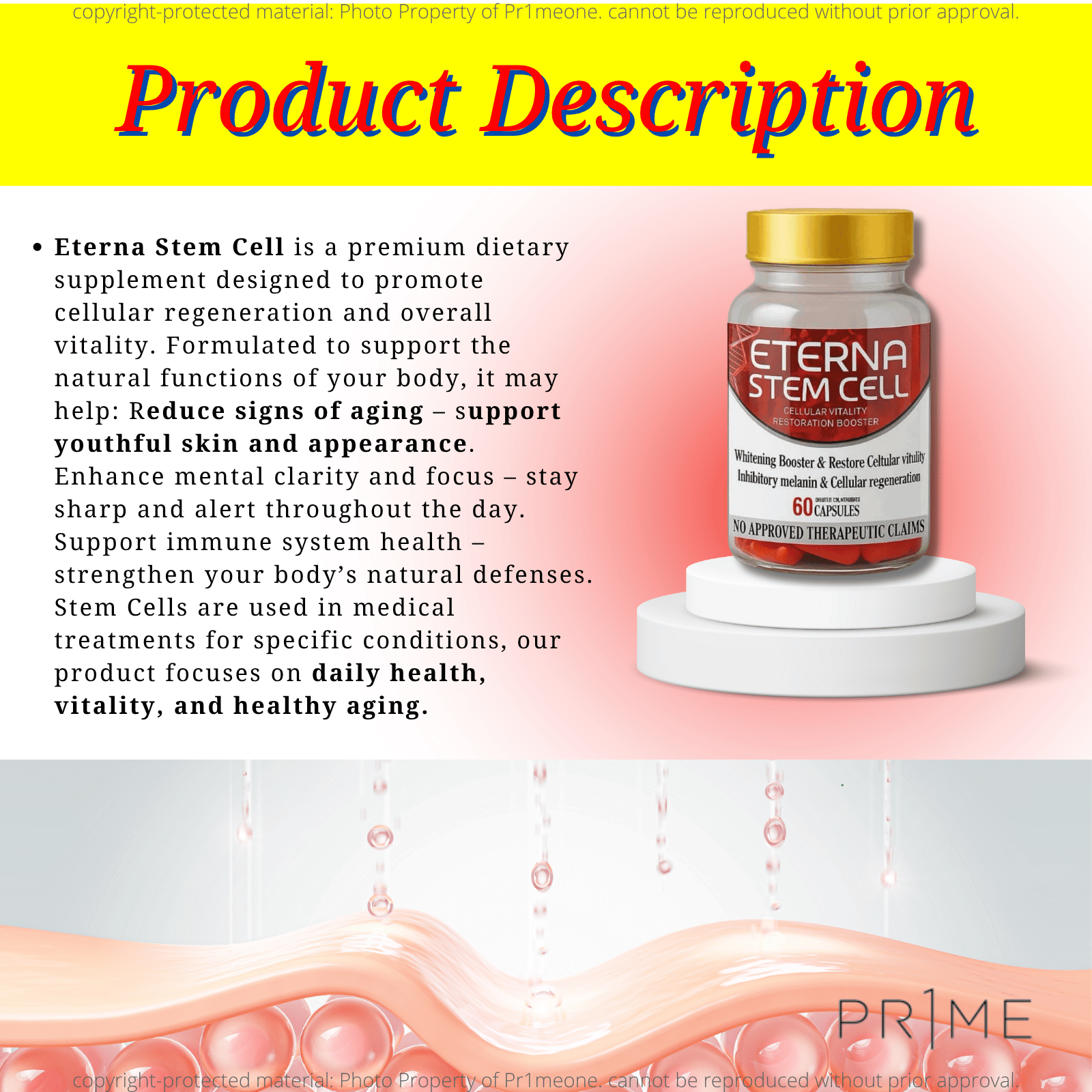 Eterna Stem Cell l Reduce Sign of Aging l Enhance Skin Cell l 1 Bottle ...