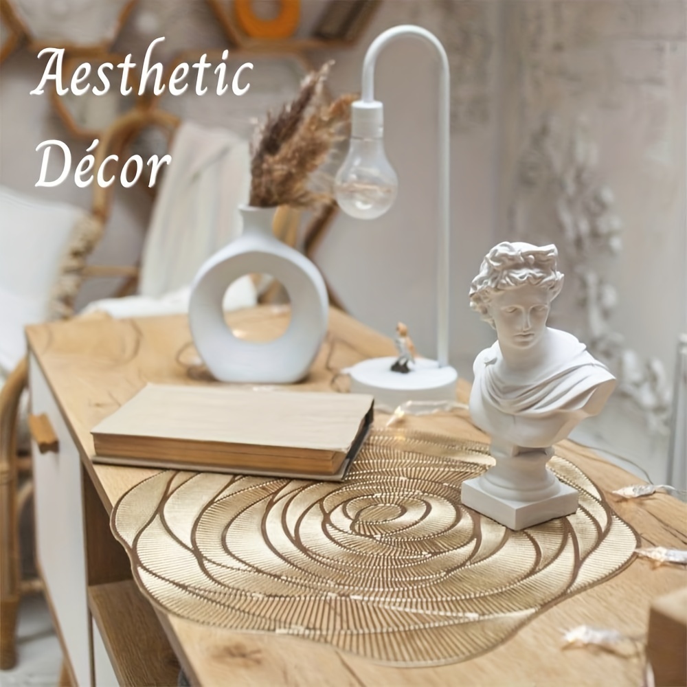 6PCS Rose Placemats Gold Bronzing Plate Mat Waterproof Elegant Dining ...