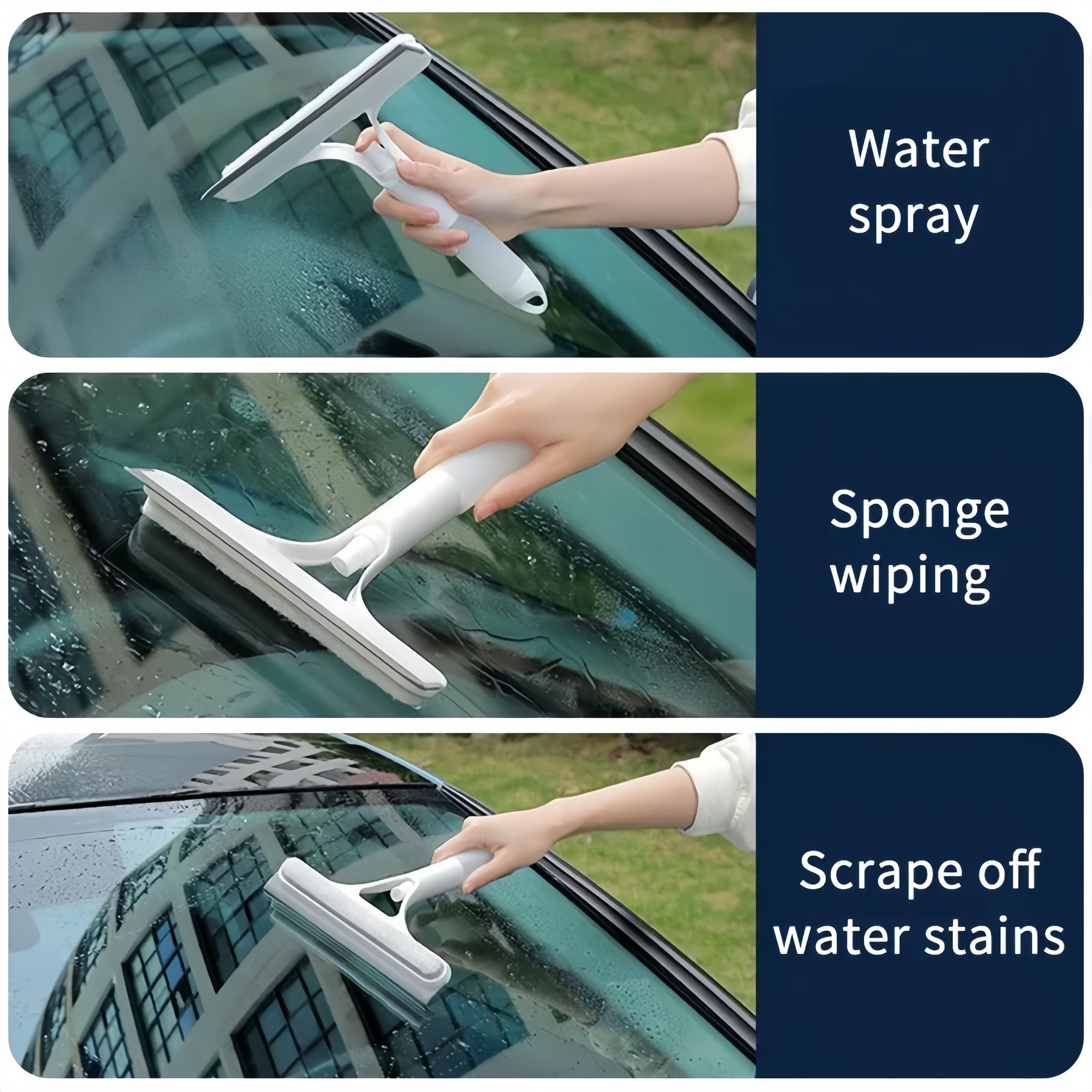 3-in-1 Window Wiper Glass Clean Scraper Glass Wiper With Spray Bottle ...