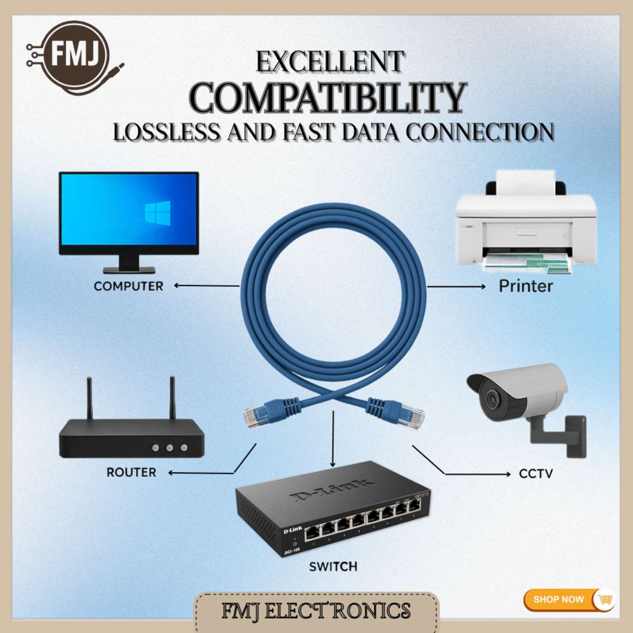 FMJ Utp Cable for Cable Connections Cat5 Cat6 Internet Cable Lan Cable CCTV Cable (Sold Per ...