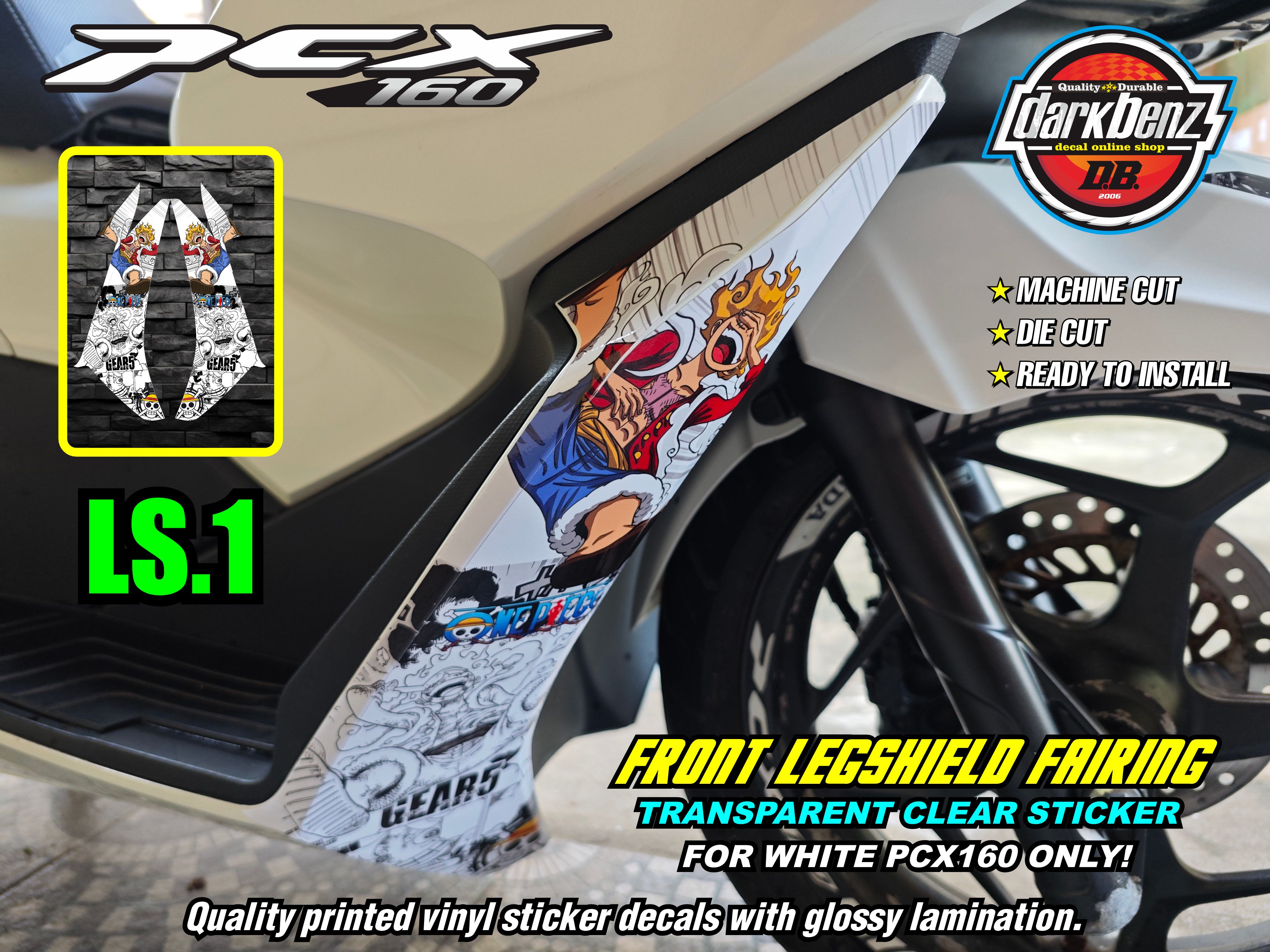Honda PCX 160 V1 Clear Printed Sticker Decals for White Fairings only ...